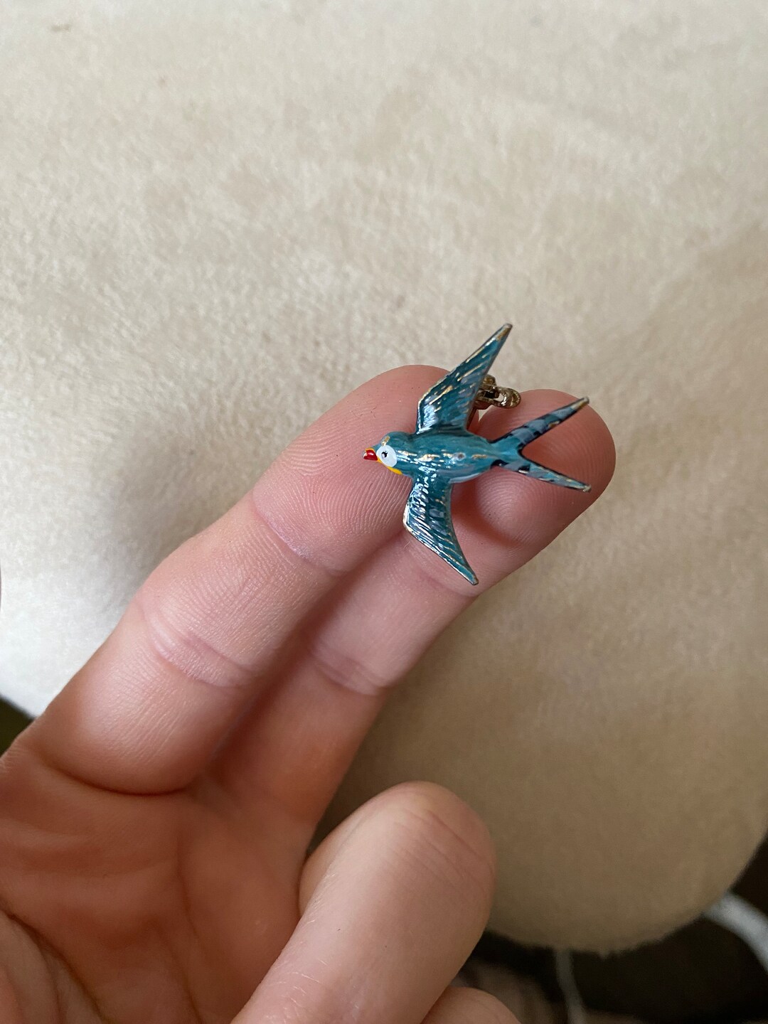 Vintage 1950’s Blue Bird, Swallow Pin Brooch - Etsy