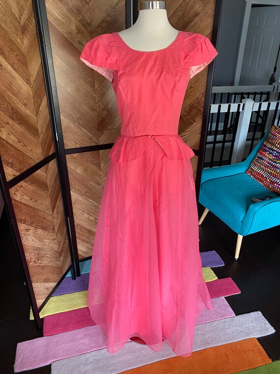 Vintage 1940’s 1950’s bright pink formal prom dress, … - Gem