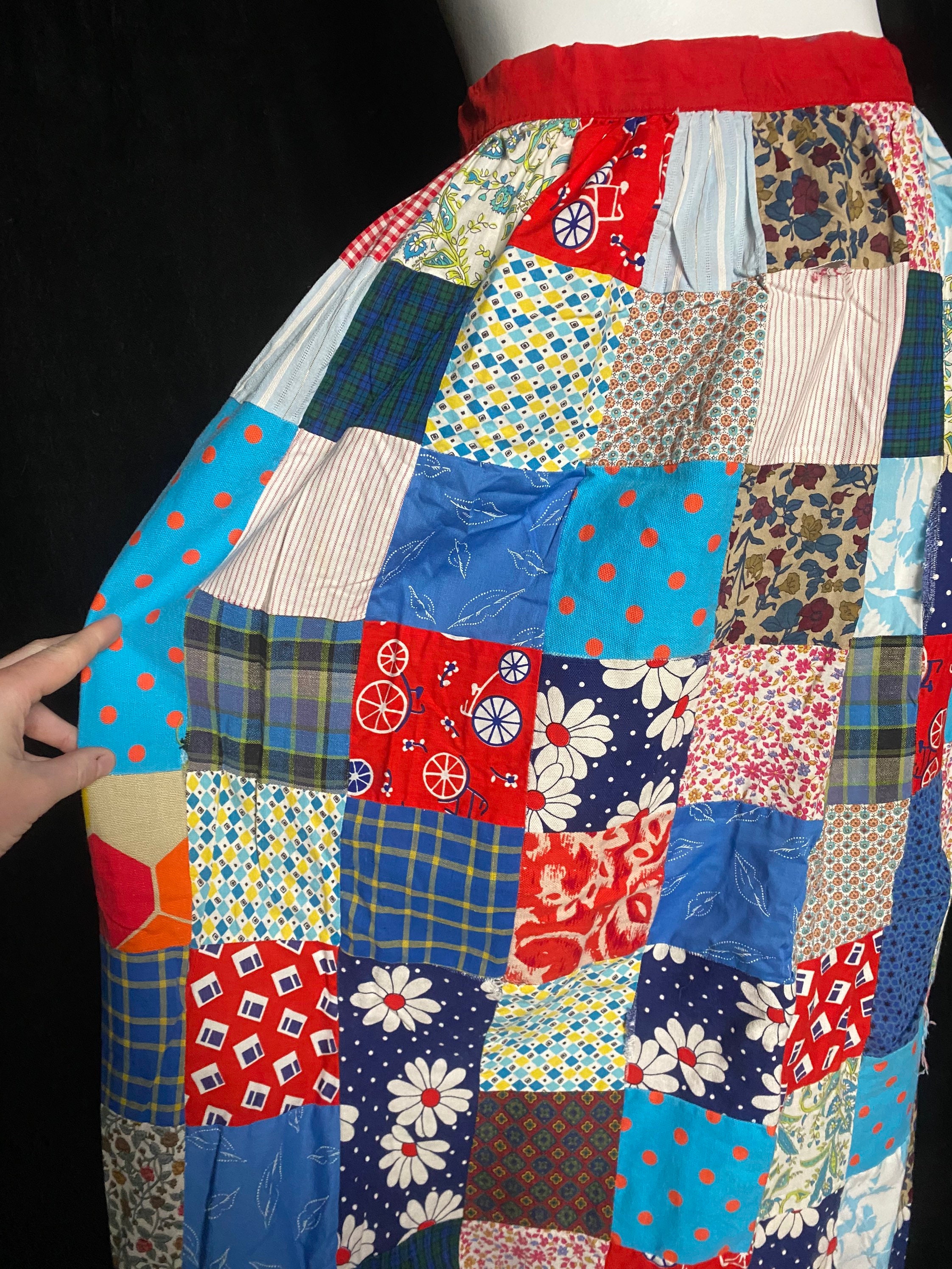 Vintage 1970s Colorful Patchwork Skirt Size Xs - Etsy Australia