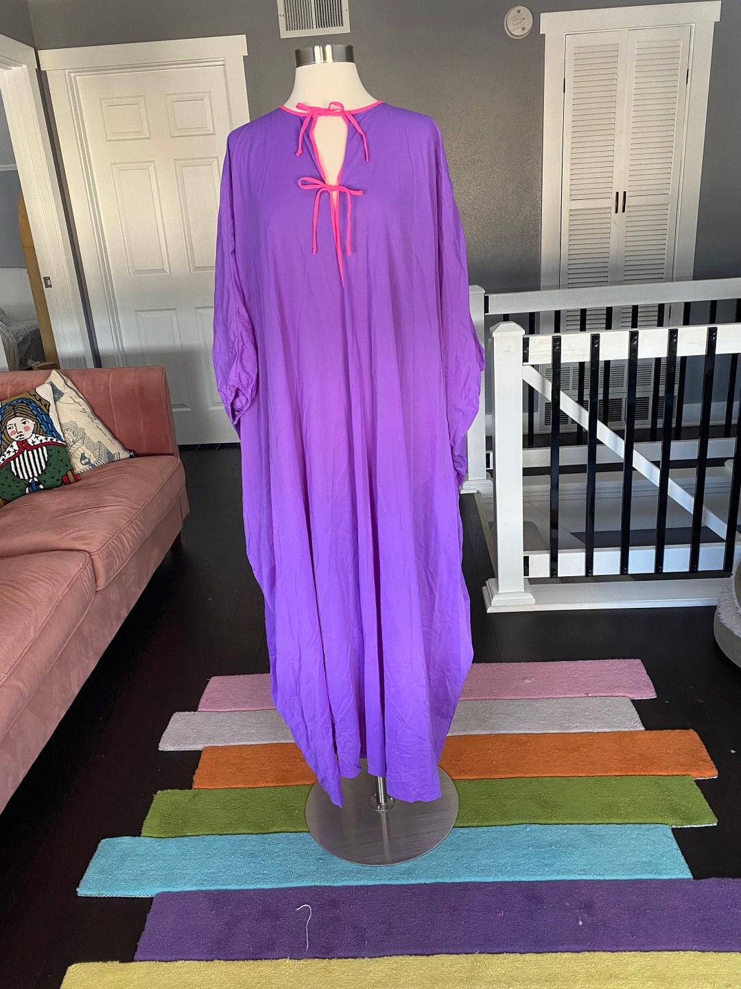 Vintage 1980’s Purple and Pink Kaftan Mumu, Size 4 XL - Etsy