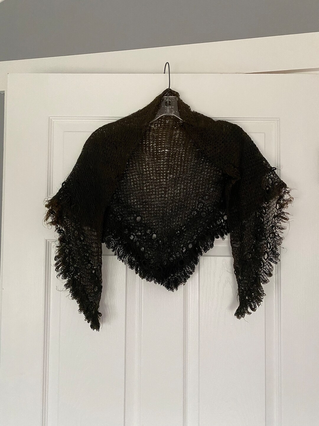 Antique 1800s Dark Looped Wool Fringe Square Scarf - Etsy