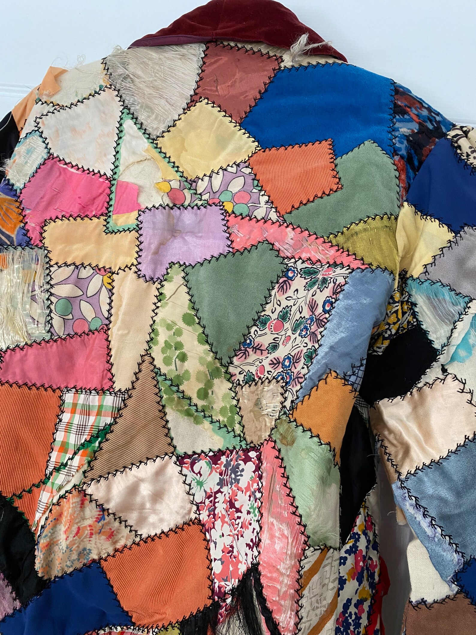 Vintage Antique Patchwork Crazy Quilt Jacket With Maroon - Etsy