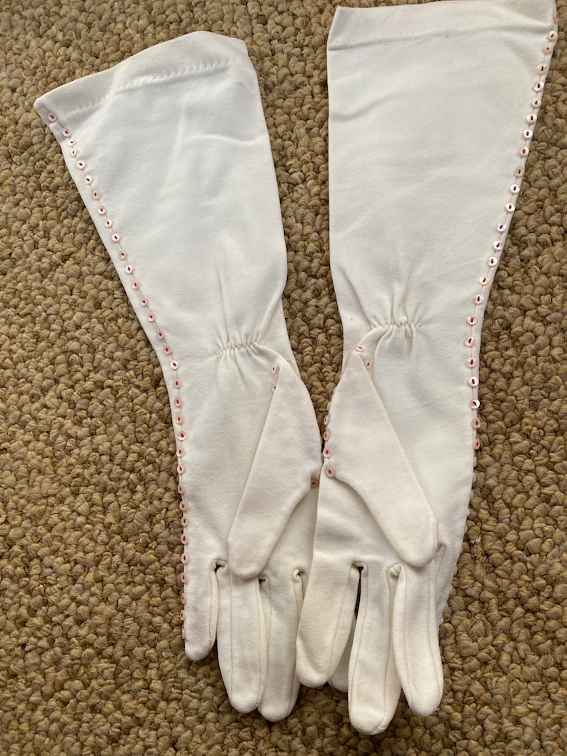 Vintage 1940s Long White Gloves With Tiny Decorative Buttons - Etsy