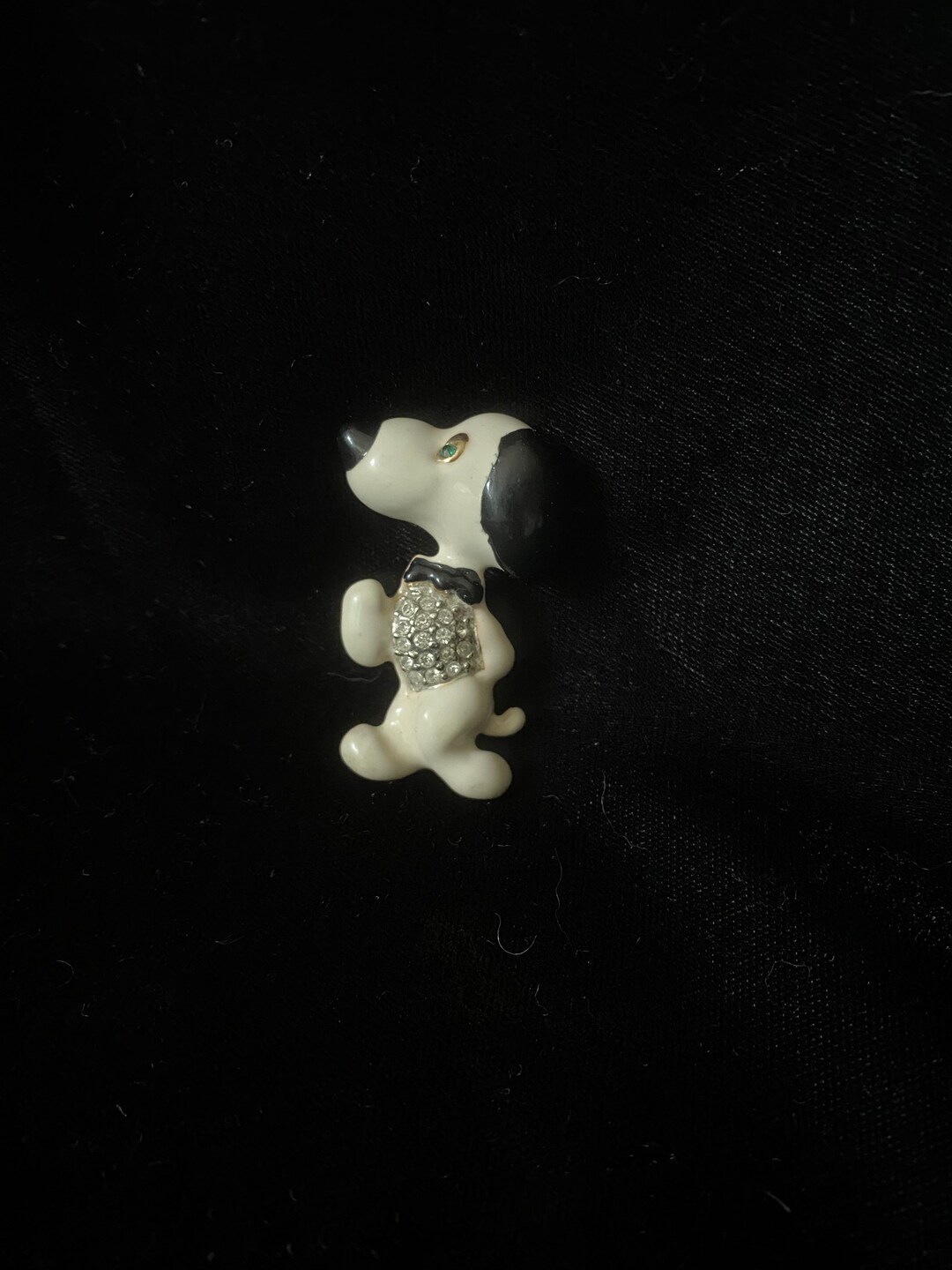 Vintage 1970’s Black Tie Enamel Snoopy Brooch With Rhinestones - Etsy