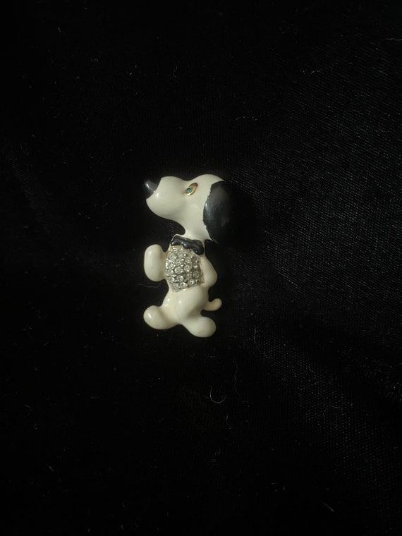 Vintage 1970s Black Tie Enamel Snoopy Brooch With Rhinestones - Etsy