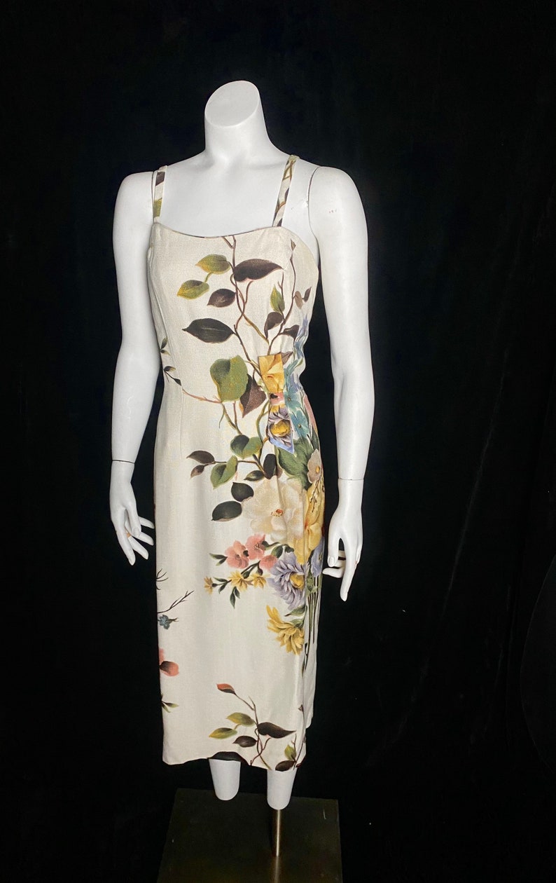 Vintage Ceil Chapman 1950’s Colorful Botanical Dress With Crisscross ...