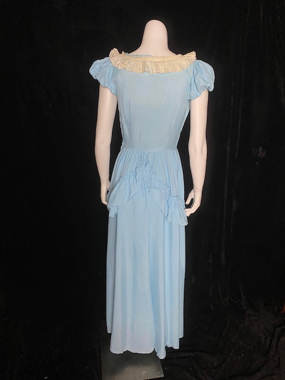 Vintage 1940’s baby blue ruffle formal dress with lac… - Gem