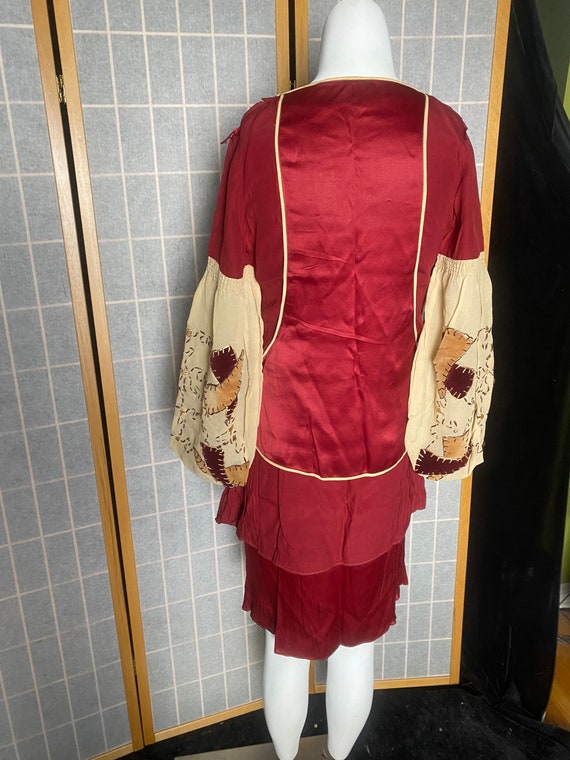 Vintage antique 1920’s maroon red silk flapper dress … - Gem