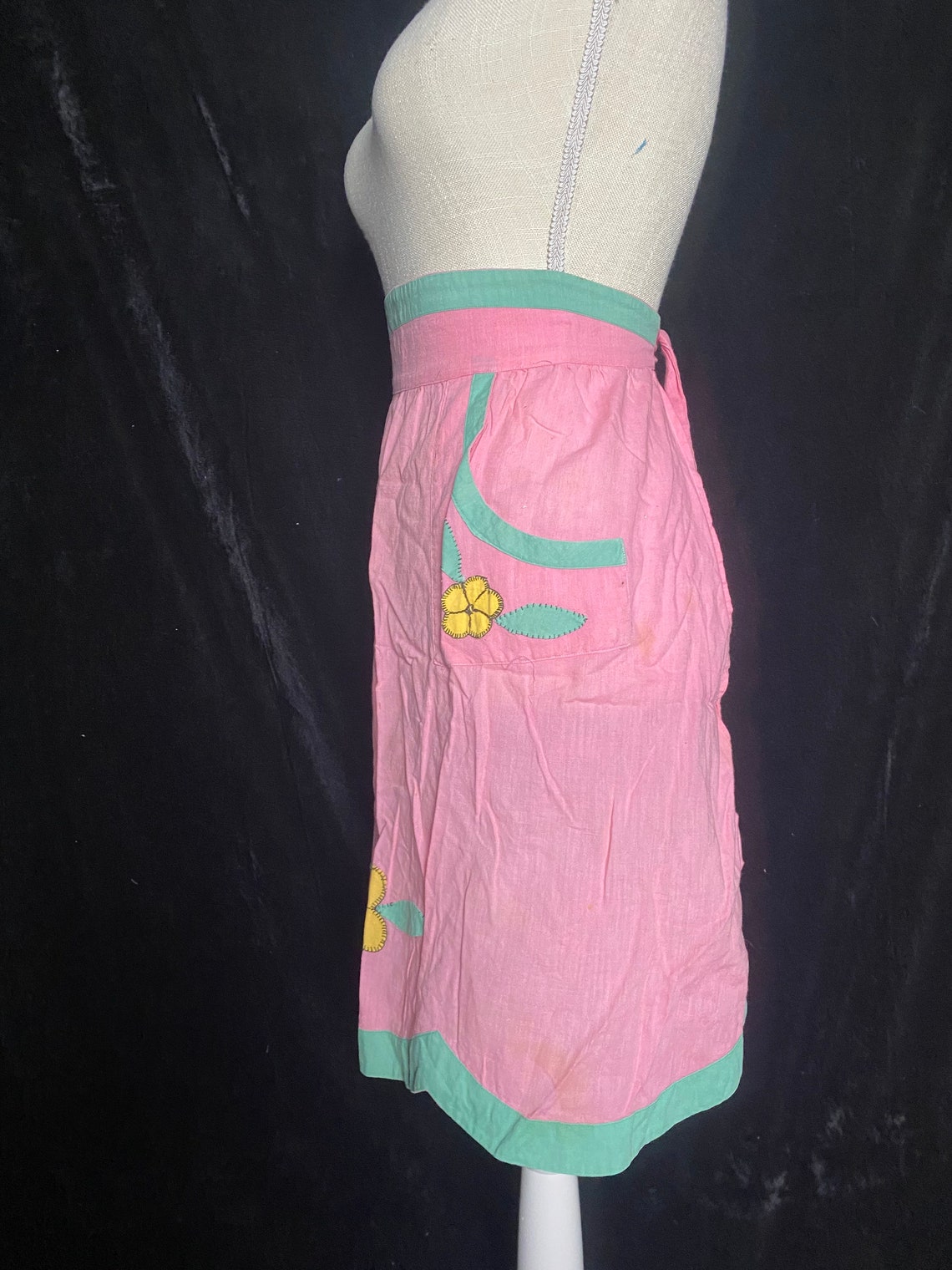 Vintage 1940s Light Pink Waist Apron With Mint Green and - Etsy