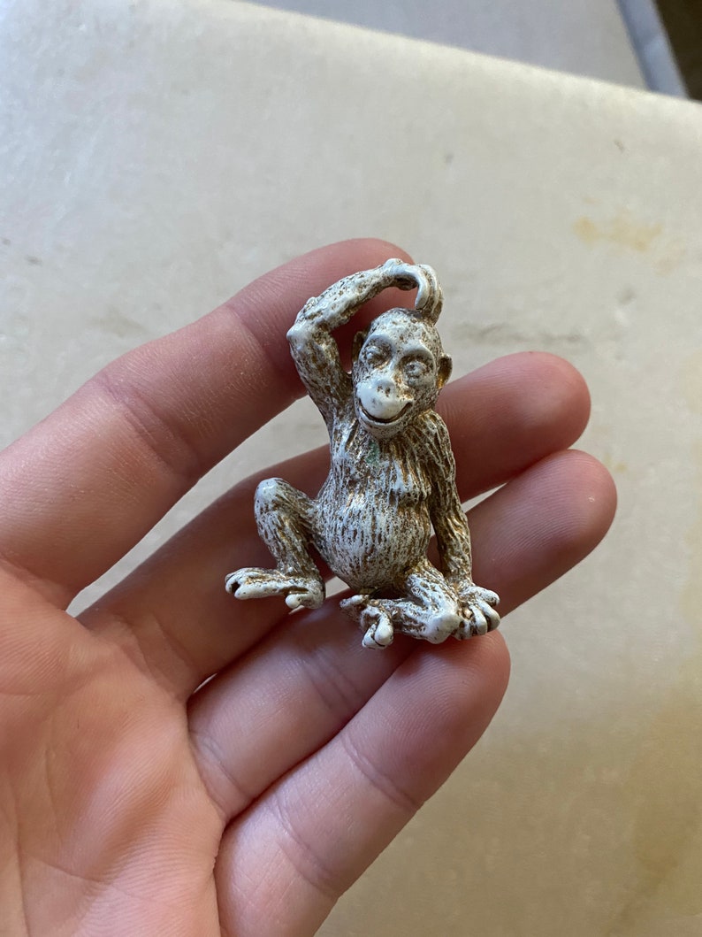 Vintage 1960’s White and Gold Monkey Chimp Pin, Brooch - Etsy