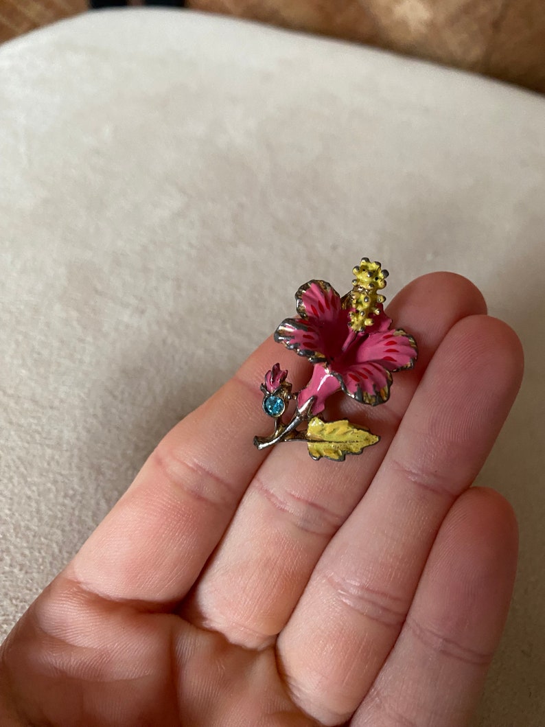 Vintage 1940’s Pink Hibiscus Flower Brooch Pin - Etsy