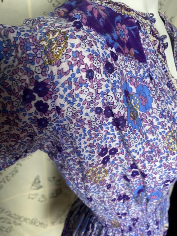 Vintage 1970’s Kaiser Indian purple block print cotto… - Gem