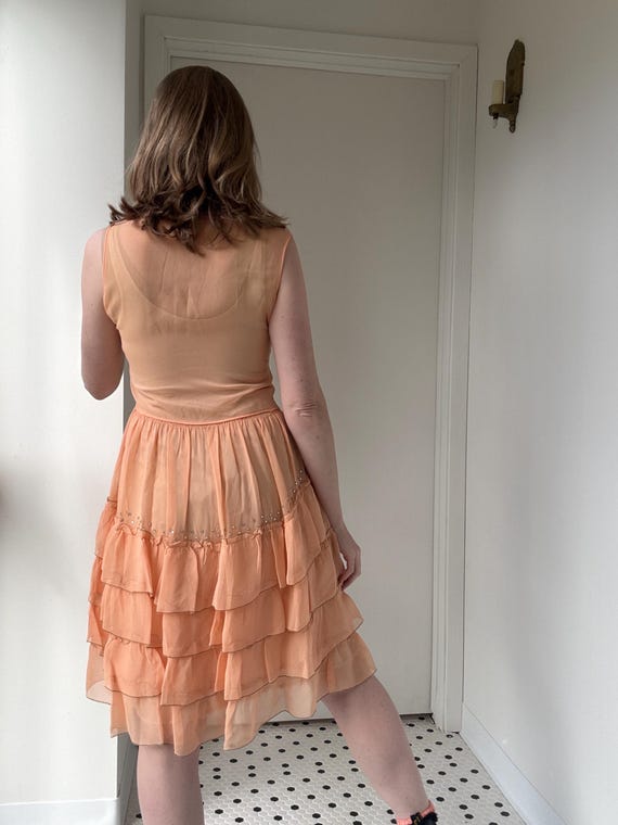 Vintage 1920’s peach pink flapper dress with rhinesto… - Gem