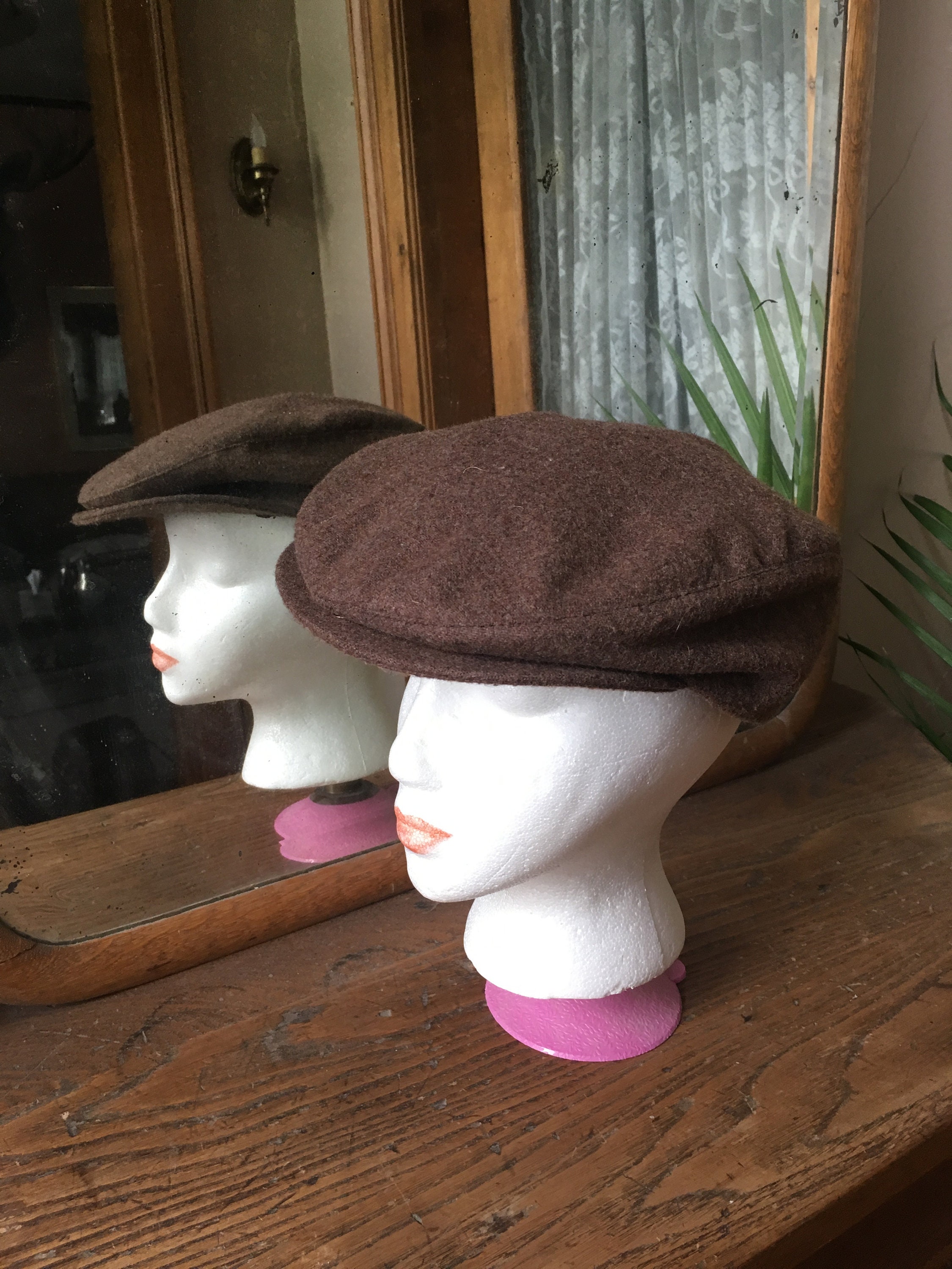 Vintage Brown Wool Newsboy Cap With Option Snap and Optional - Etsy