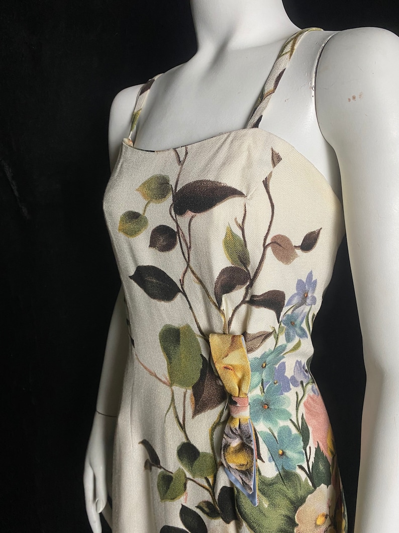 Vintage Ceil Chapman 1950’s Colorful Botanical Dress With Crisscross ...
