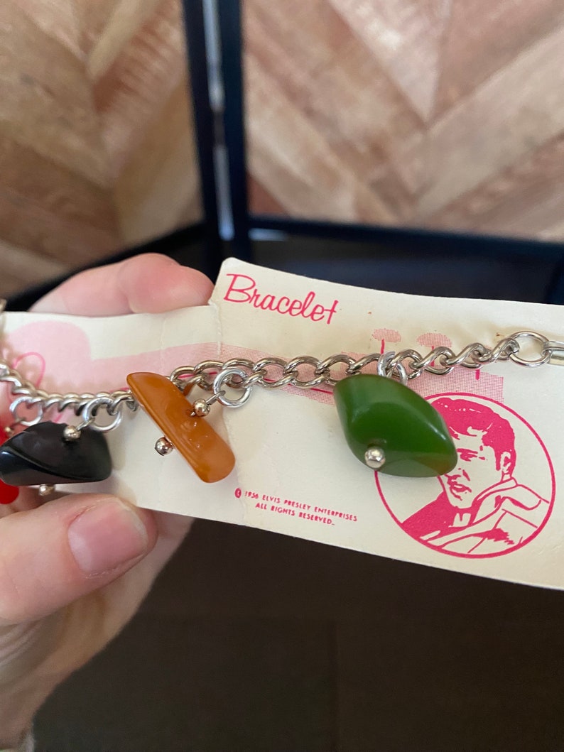 Vintage 1956 Colorful Lucite Elvis Presley Charm Bracelet - Etsy