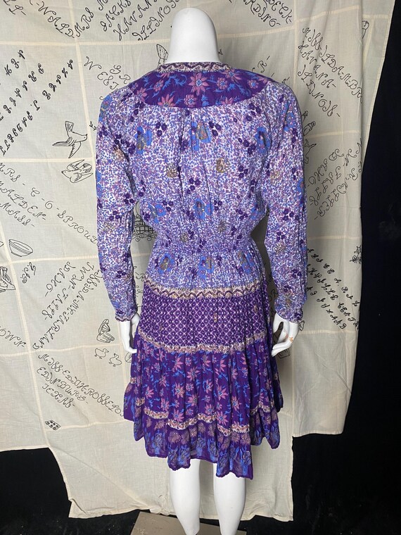 Vintage 1970’s Kaiser Indian purple block print cotto… - Gem