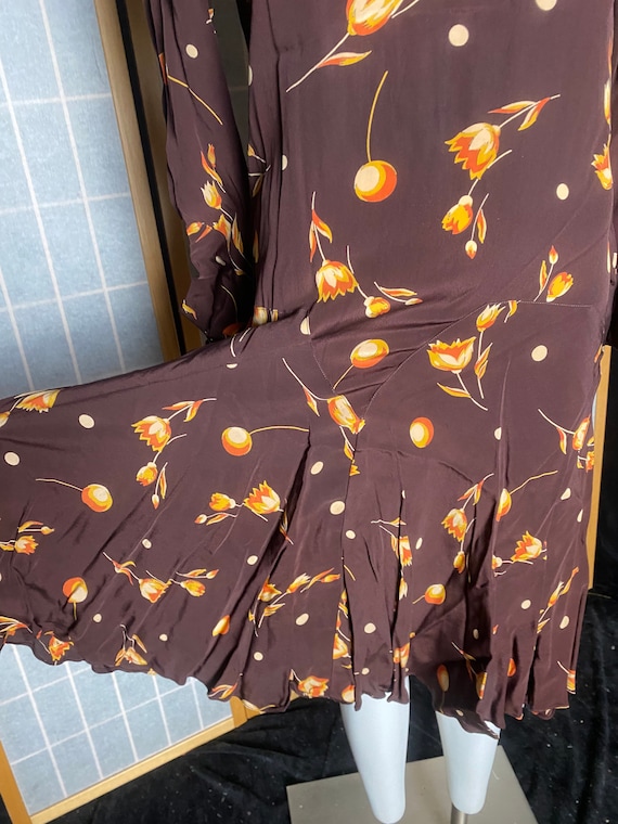 Vintage 1920’s brown flapper dress with orange and ye… - Gem