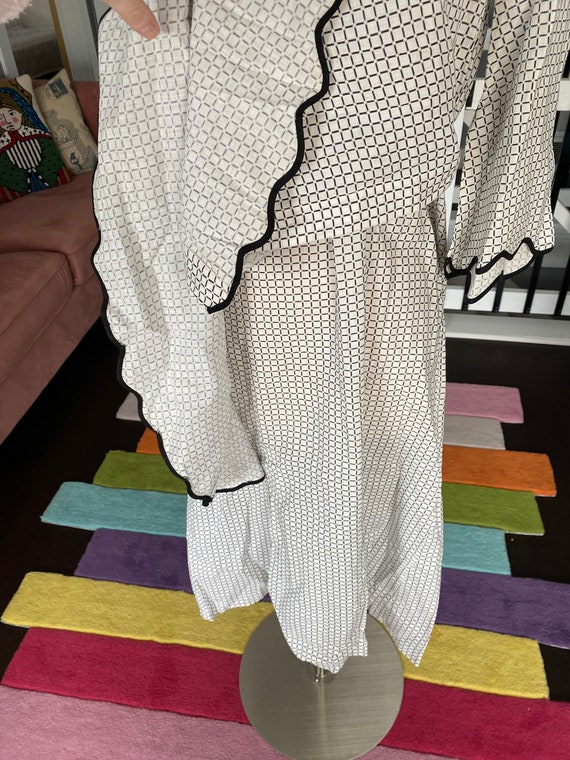 Vintage antique black and white grid pattern cotton d… - Gem