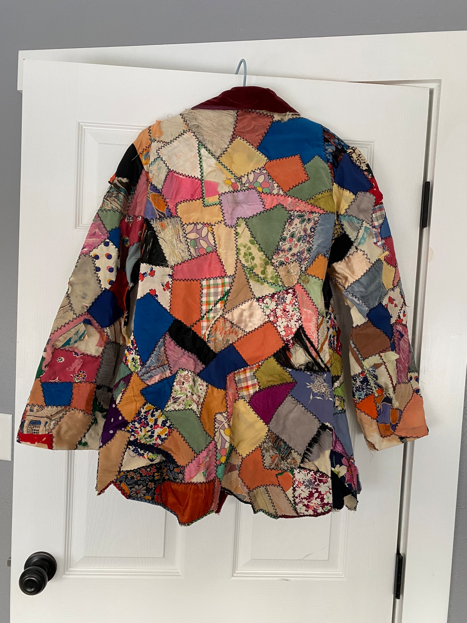 Vintage Antique Patchwork Crazy Quilt Jacket With Maroon - Etsy