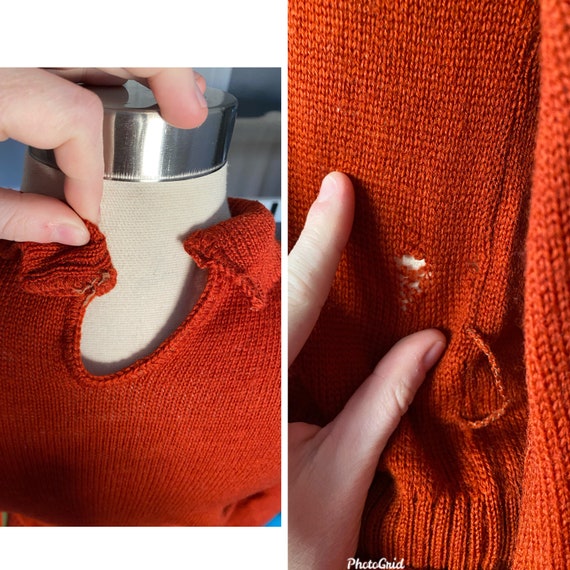 Vintage 1930’s 1940’s rust orange knit dress, skirt a… - Gem