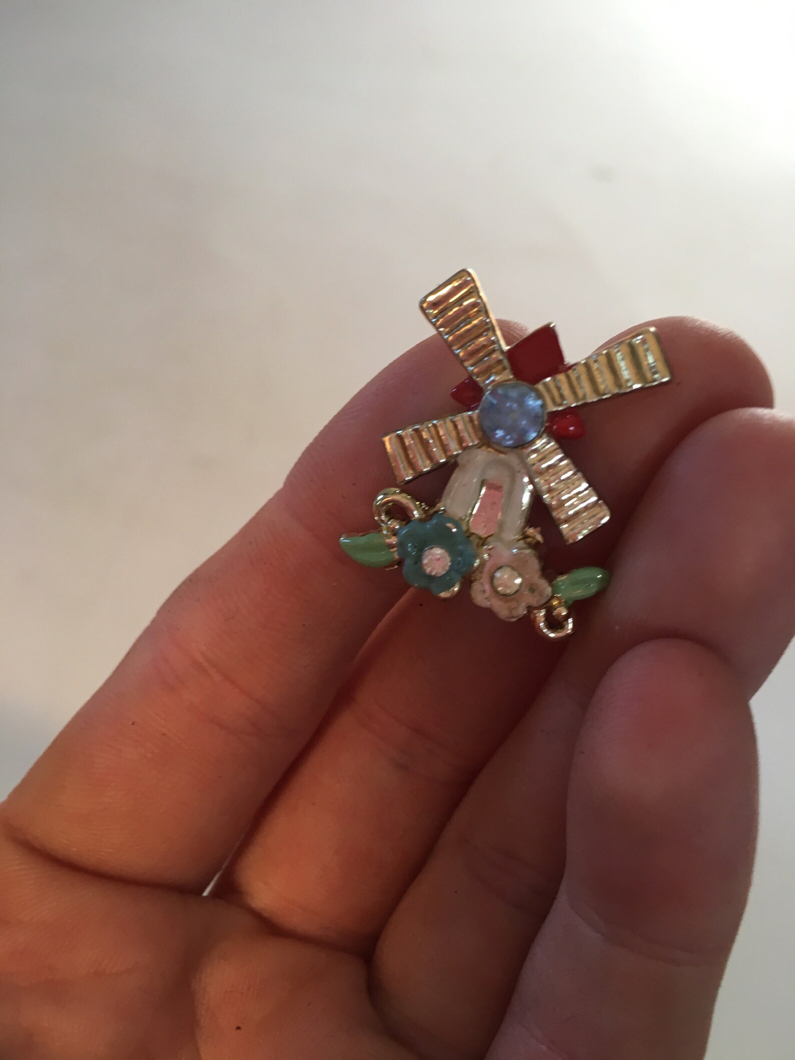 Vintage Silver Hand Painted Windmill Brooch Pin - Etsy