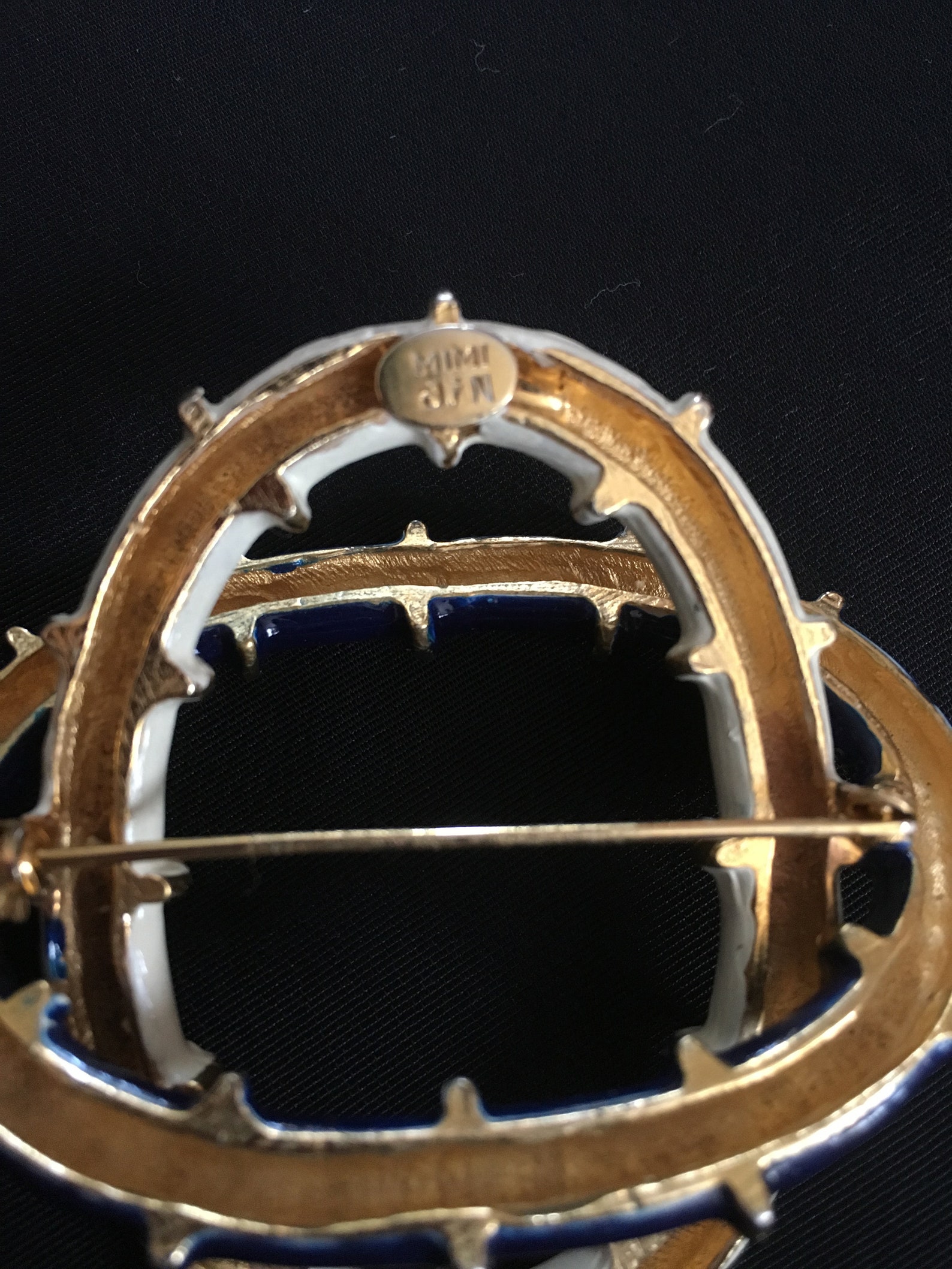 Vintage Mimi Di N White, Blue, Gold Pin, Brooch Circles - Etsy