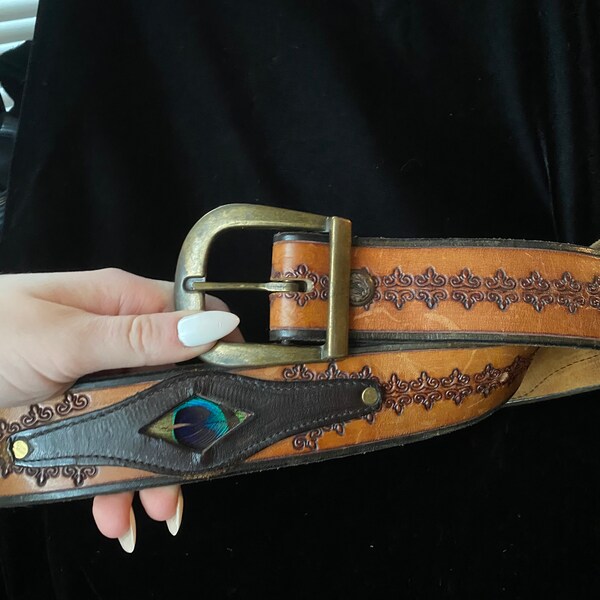 Peacock Feather Belt - Etsy