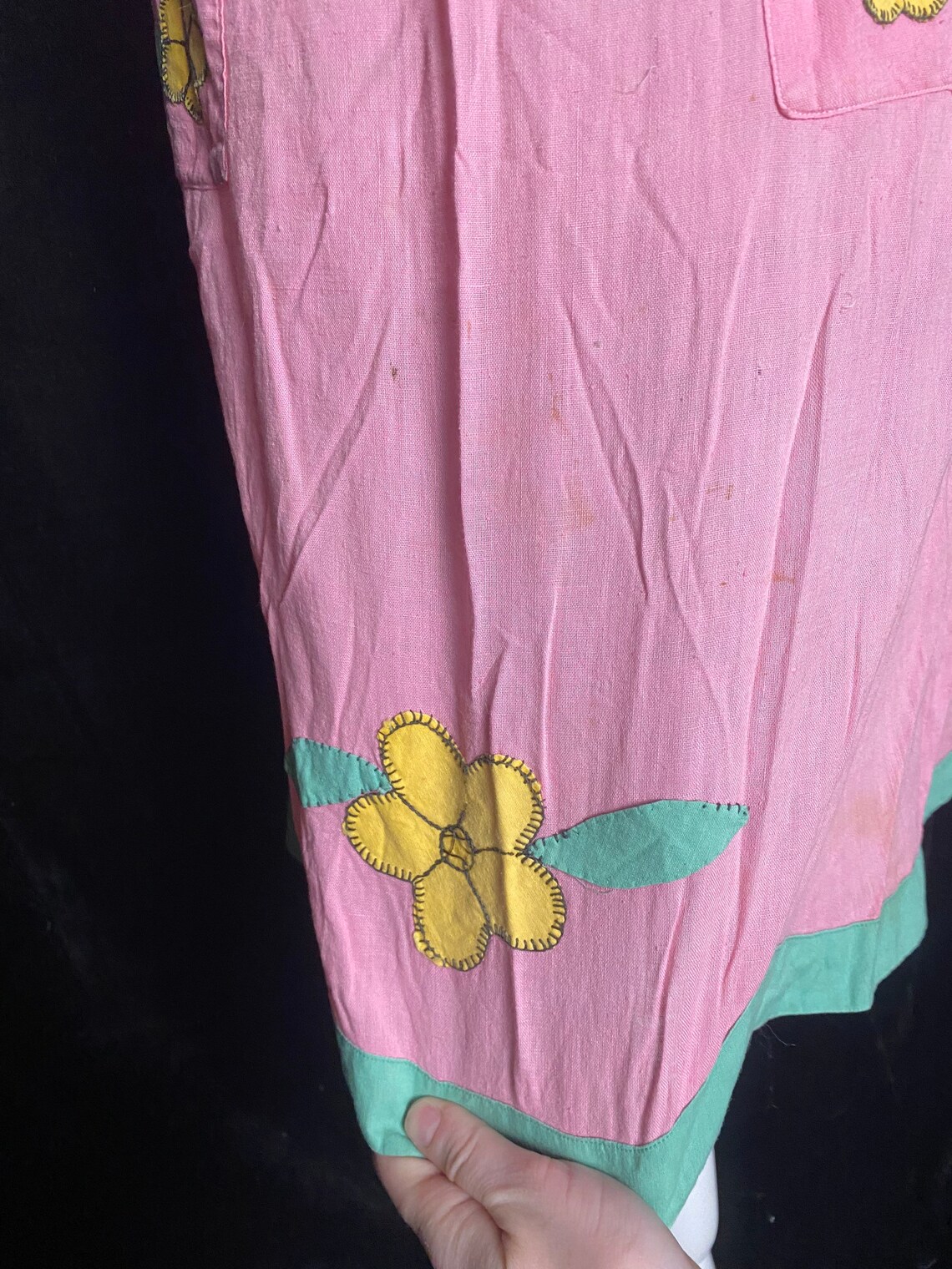 Vintage 1940s Light Pink Waist Apron With Mint Green and - Etsy