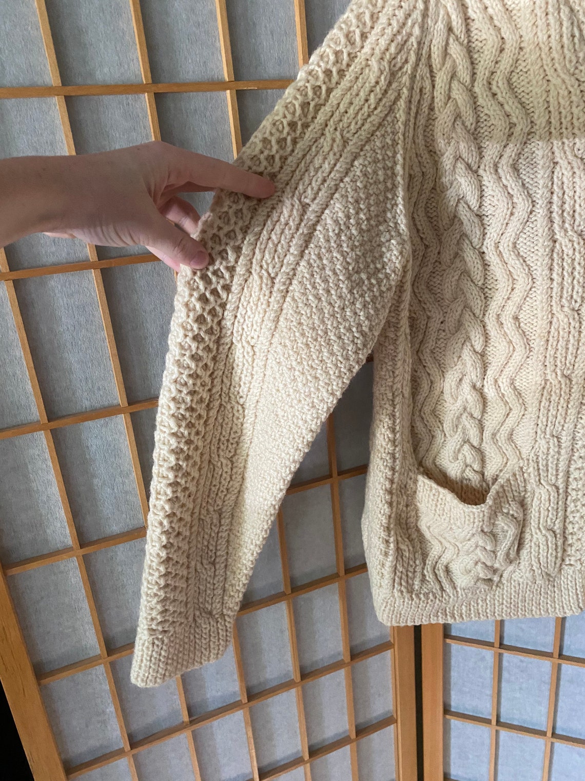 Vintage 1980s cream wool cardigan tradition Irish UK sweater | Etsy