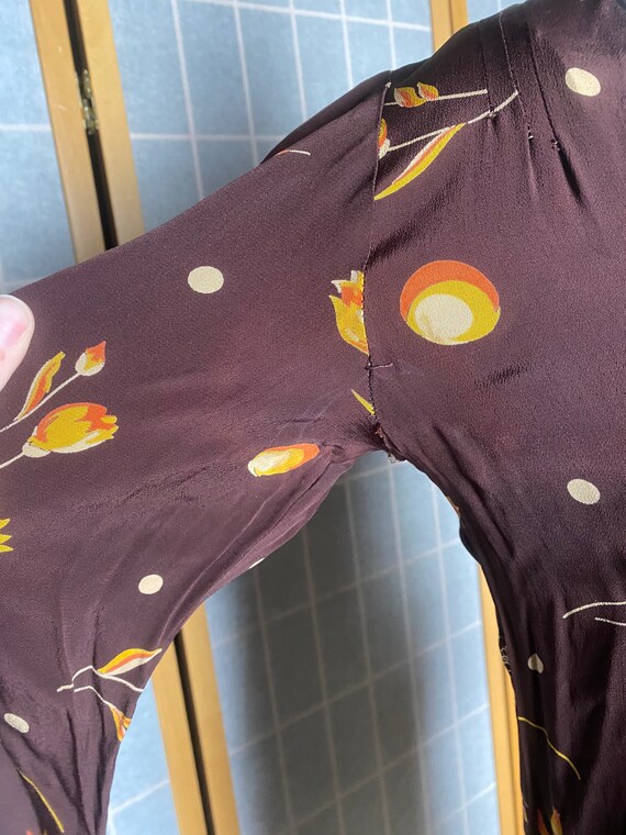 Vintage 1920’s brown flapper dress with orange and ye… - Gem