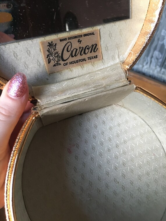 Vintage Copper Gold Beaded Structured Round Hand Bag … - Gem