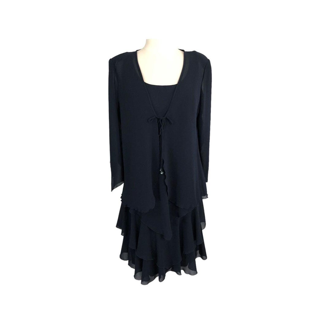 Cattiva Evening Jacket Dress Chiffon Midi Flapper Layered Flare Sz 10 ...