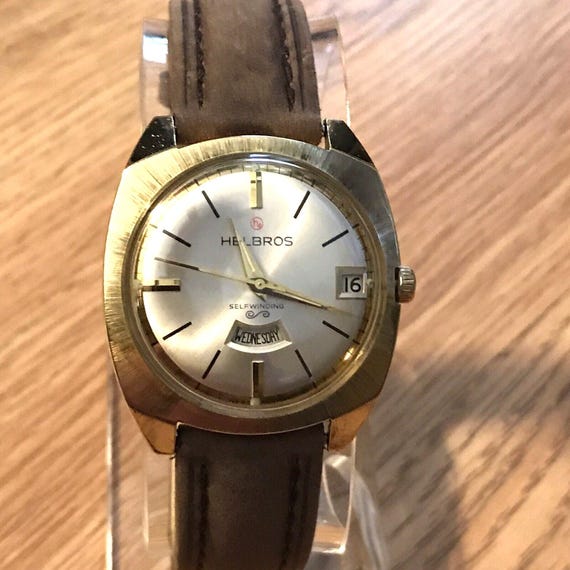 1950's Helbros Men's Wristwatch Champagne Dial Day/Da… - Gem
