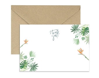 Thank You Card Tropical Banana Leaf Caribbean - Etsy