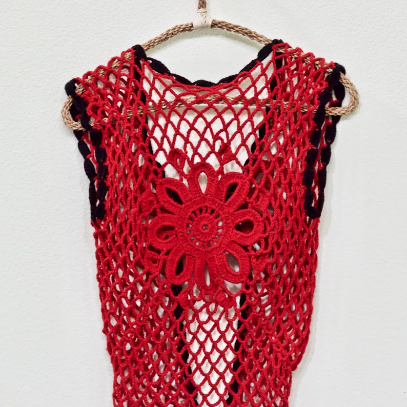 Unique Vintage Hand Made Crochet Knit Vest Top Fitted Waistline - Etsy