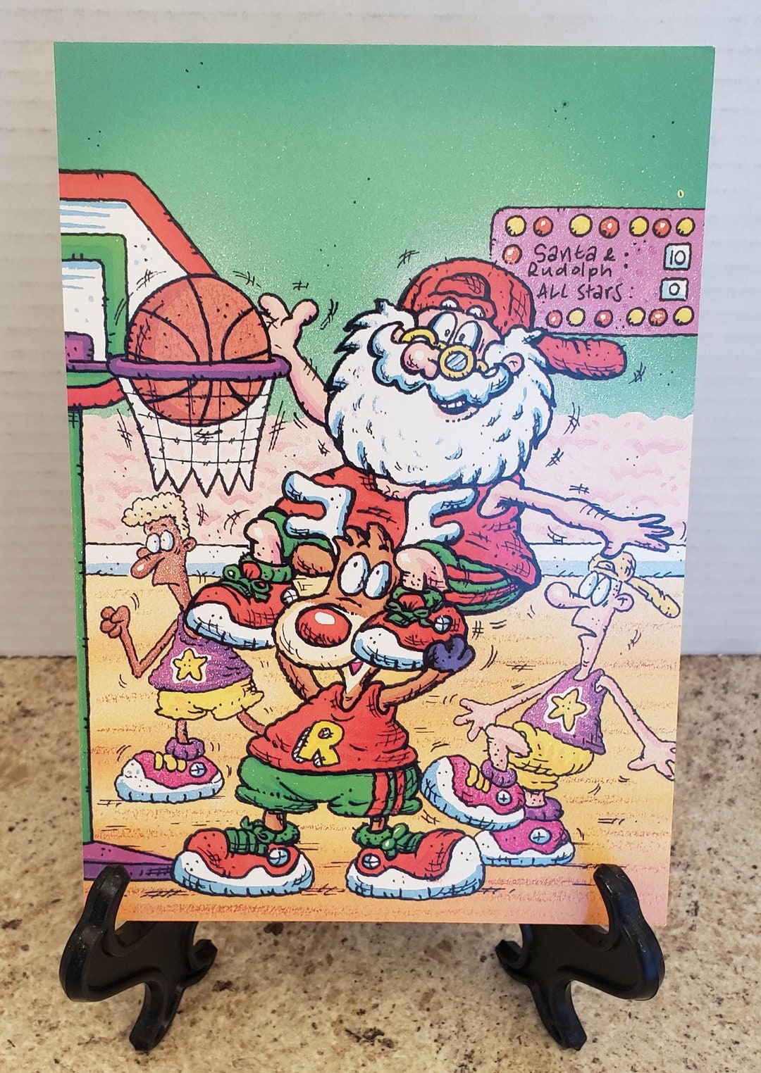Vintage Santa & Rudolph Basketball Christmas Cards, Lot of 6 - Etsy