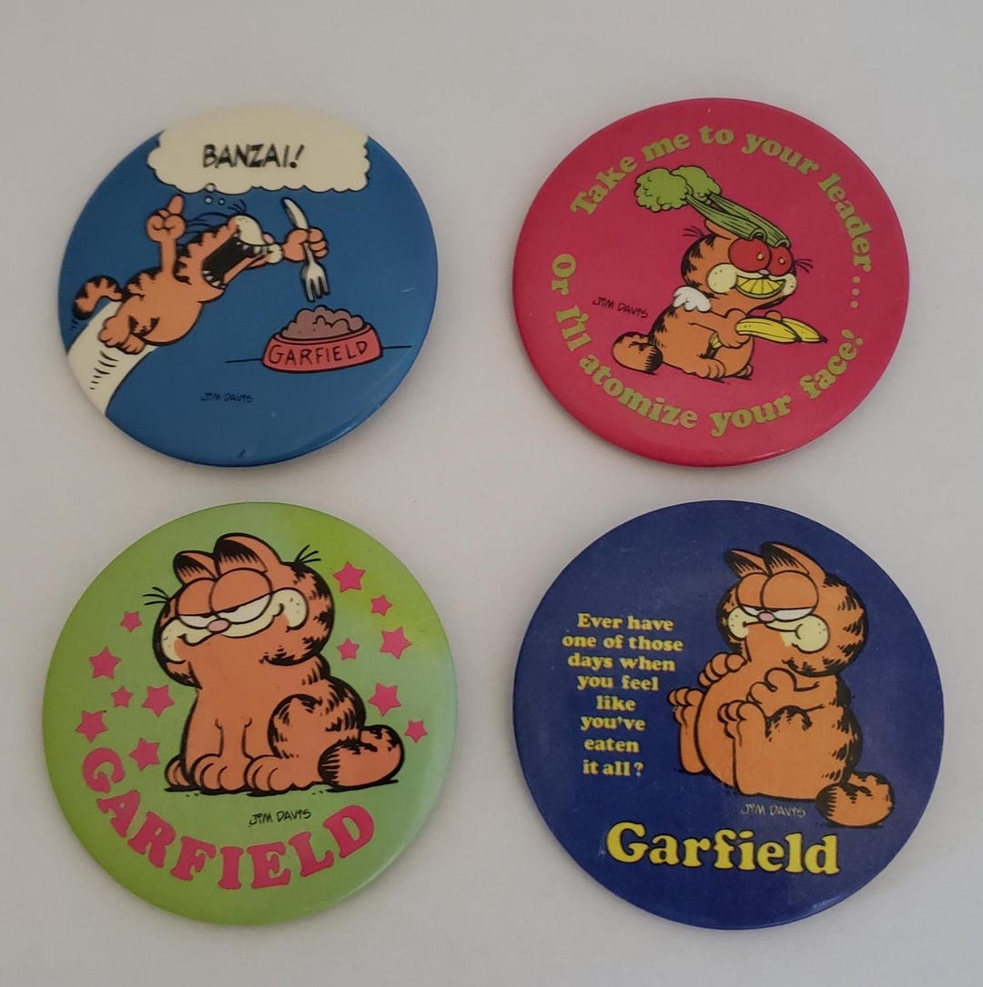 Vintage Garfield Pinback Button Jim Davis United Feature Syndicate 1978 ...