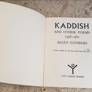 Vintage Kaddish and Other Poems 1958-1960 Allen Ginsberg City Lights ...