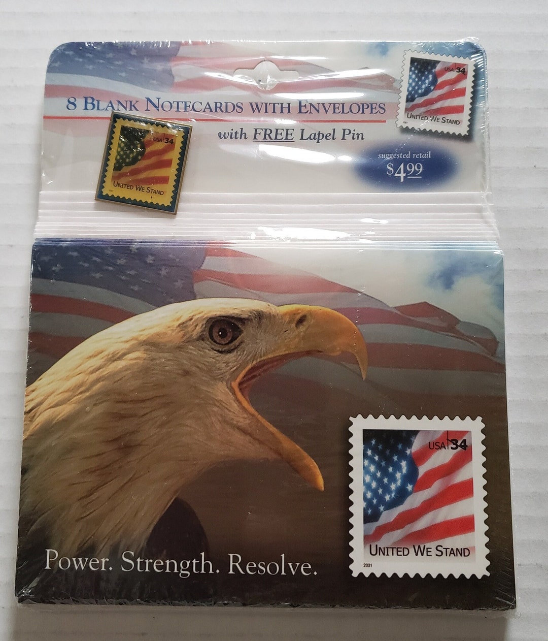Vintage Eagle Note Cards (8) With Flag Lapel Pin - USPS 2001 - Etsy
