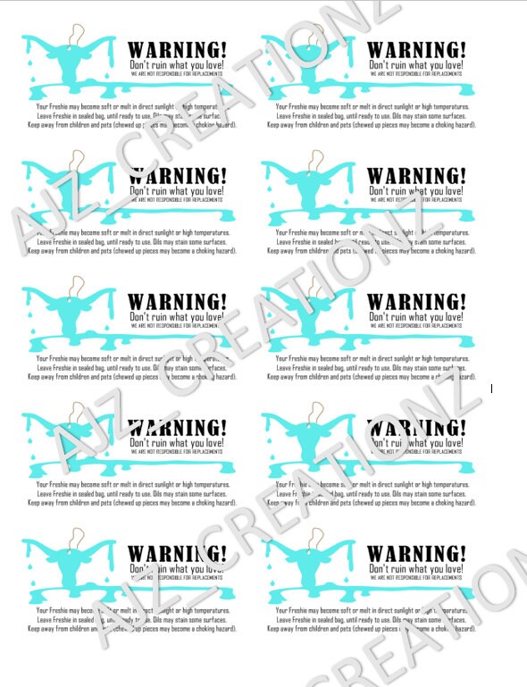 Freshie Warning Labels DIGITAL DOWNLOAD Aromie Warning - Etsy Canada
