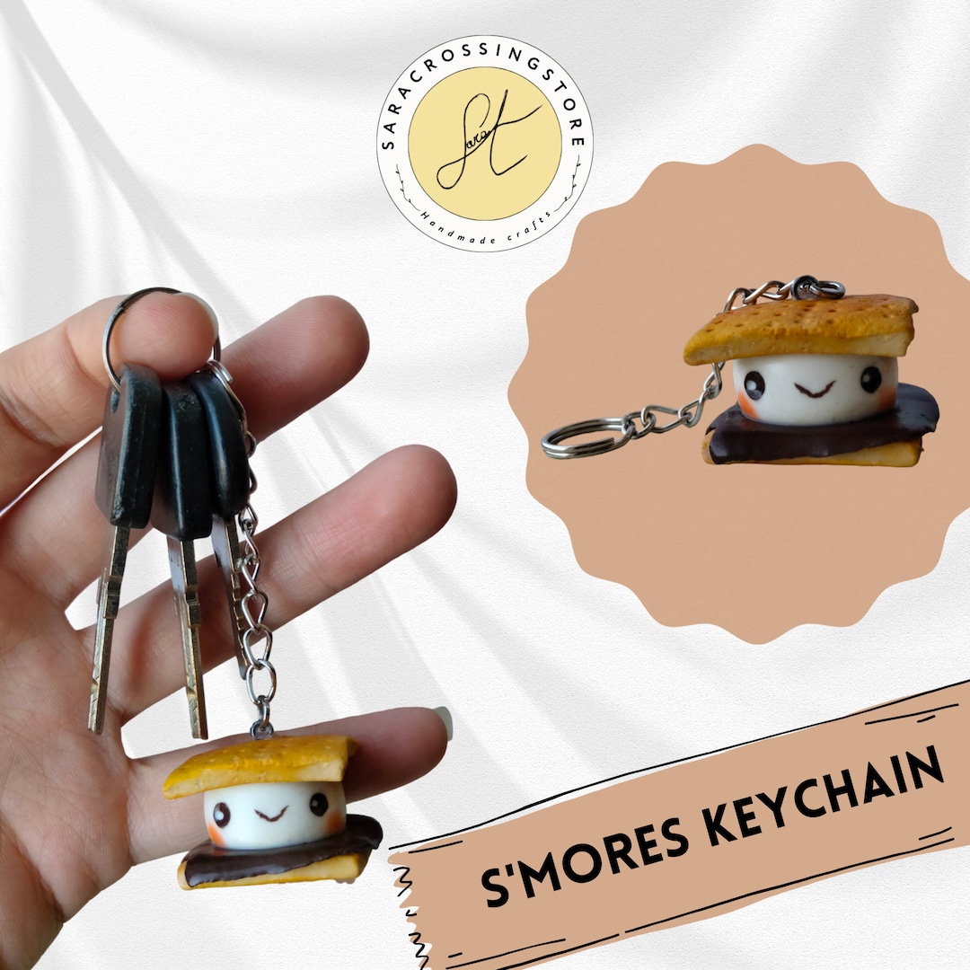 S'mores Keychain | Kawaii Food Charm | Handmade Polymer Clay | Cute Bag ...