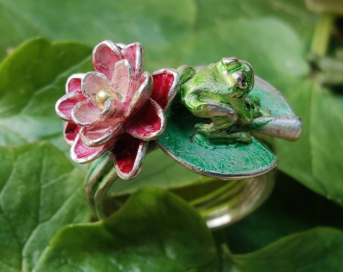 Frog Prince Ring, With Water Lily and Golden Ball, Iris Schamberger ...