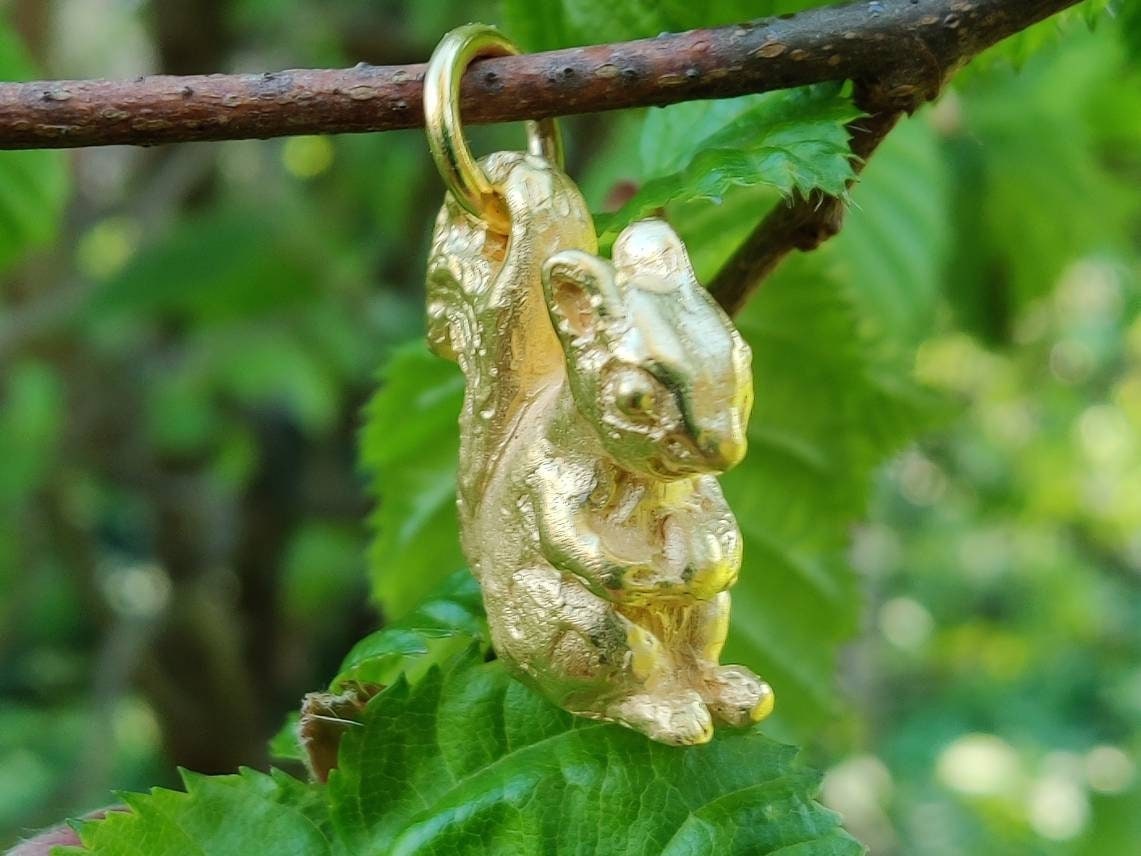 Squirrel Pendant, Gold Plated Squirrel Made From Recycled Silver 935 ...
