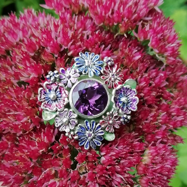 Violet Flower Ring - Etsy