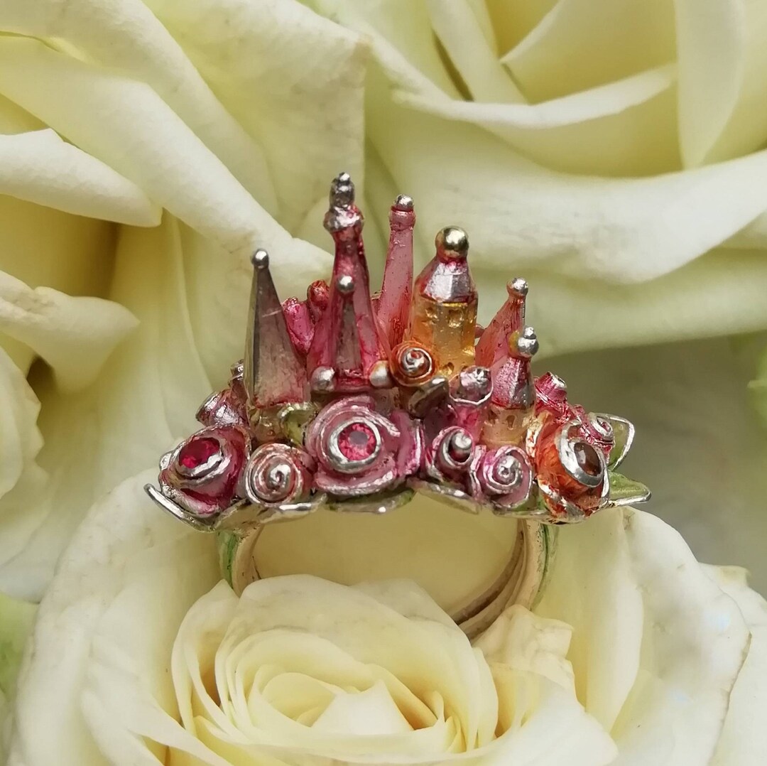 Sleeping Beauty Castle Ring, Unique Piece With Rose Castle Made of ...