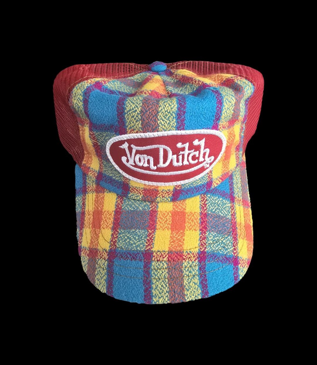 Vondutch Flannel Fluzzy Trucker Hat With Red Mesh - Etsy