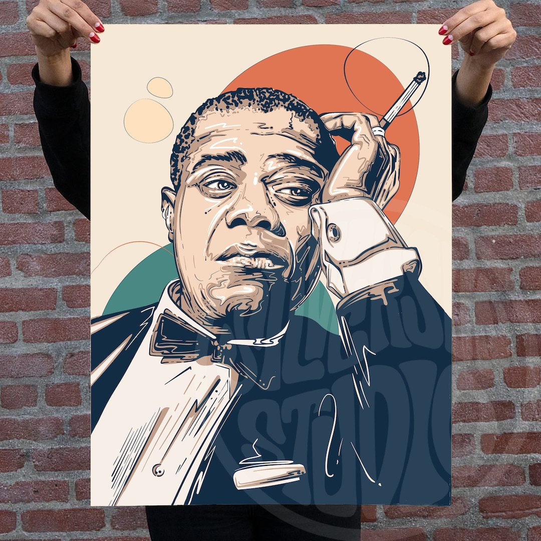 Louis Armstrong Portrait, Louis Armstrong Art Print, Louis Armstrong ...