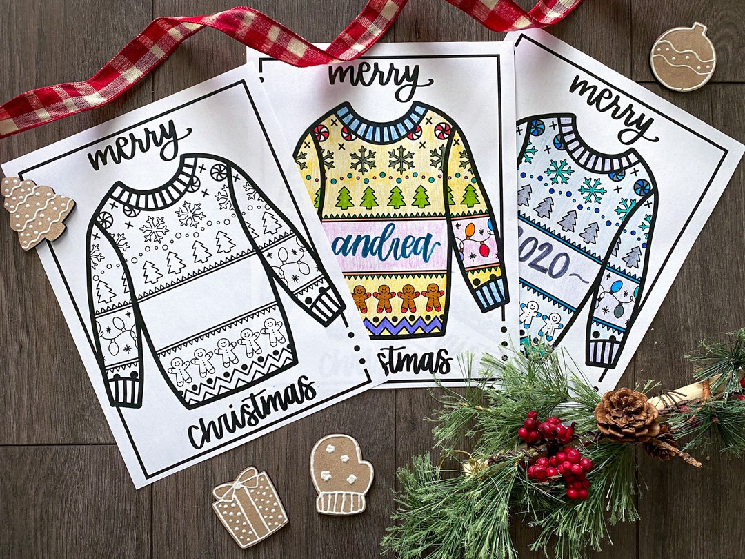 Ugly Christmas Sweater Coloring Page - Etsy