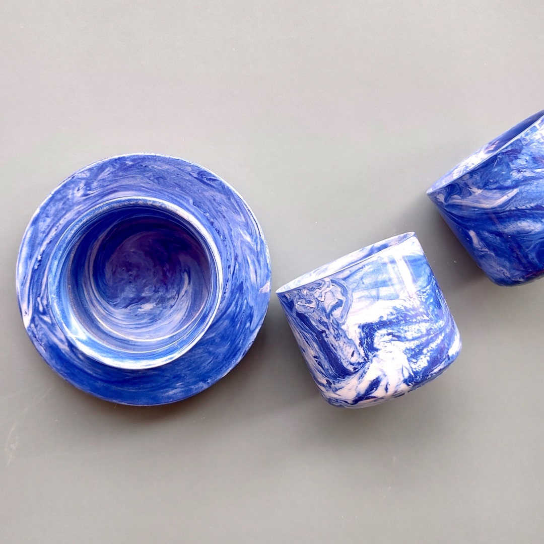 3.5oz Unique Handmade Ceramic Espresso Cups Set With Saucers, Colorful ...